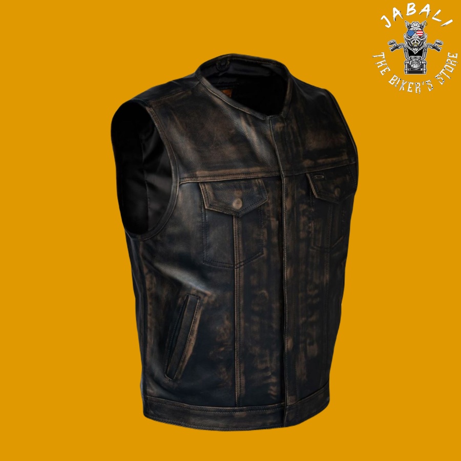 Brown Leather Motorcycle Vest - Stylish and Durable